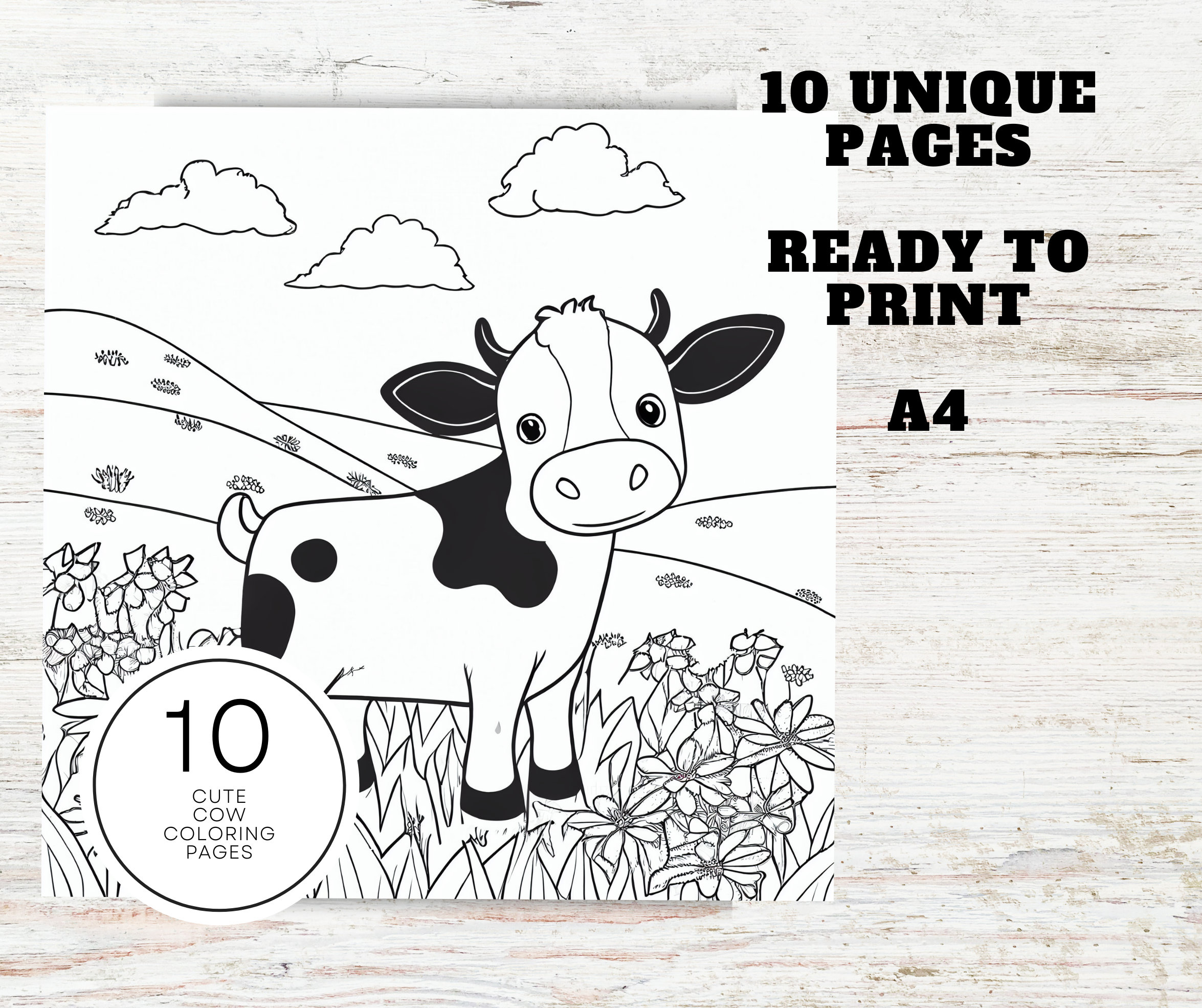 10 Cute Cow Coloring Pages | Animal Coloring Sheets for Kids & Adults ...