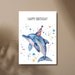 Cute Dolphin Birthday Card, Watercolor Printable Digital Card, Happy ...