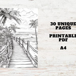 30 Tropical Beaches Coloring Pages | Printable PDF 30 Pages A4 | Summer ...