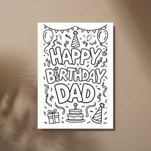 Happy Birthday Dad Printable Coloring Card | Digital Download | Fun DIY ...