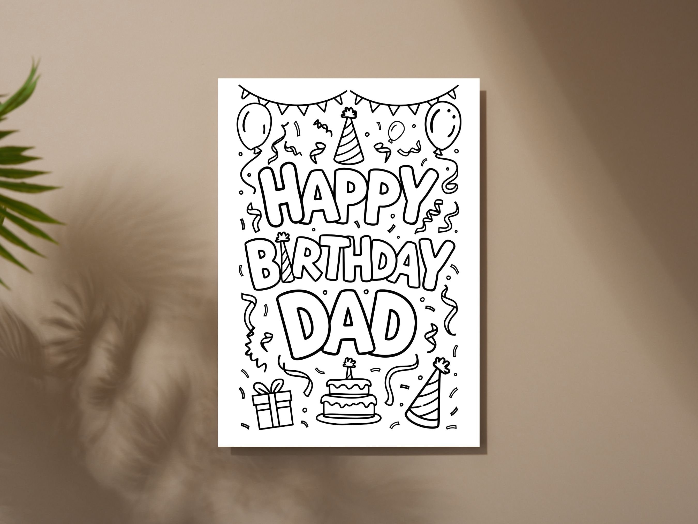 Happy Birthday Dad Printable Coloring Card | Digital Download | Fun DIY ...