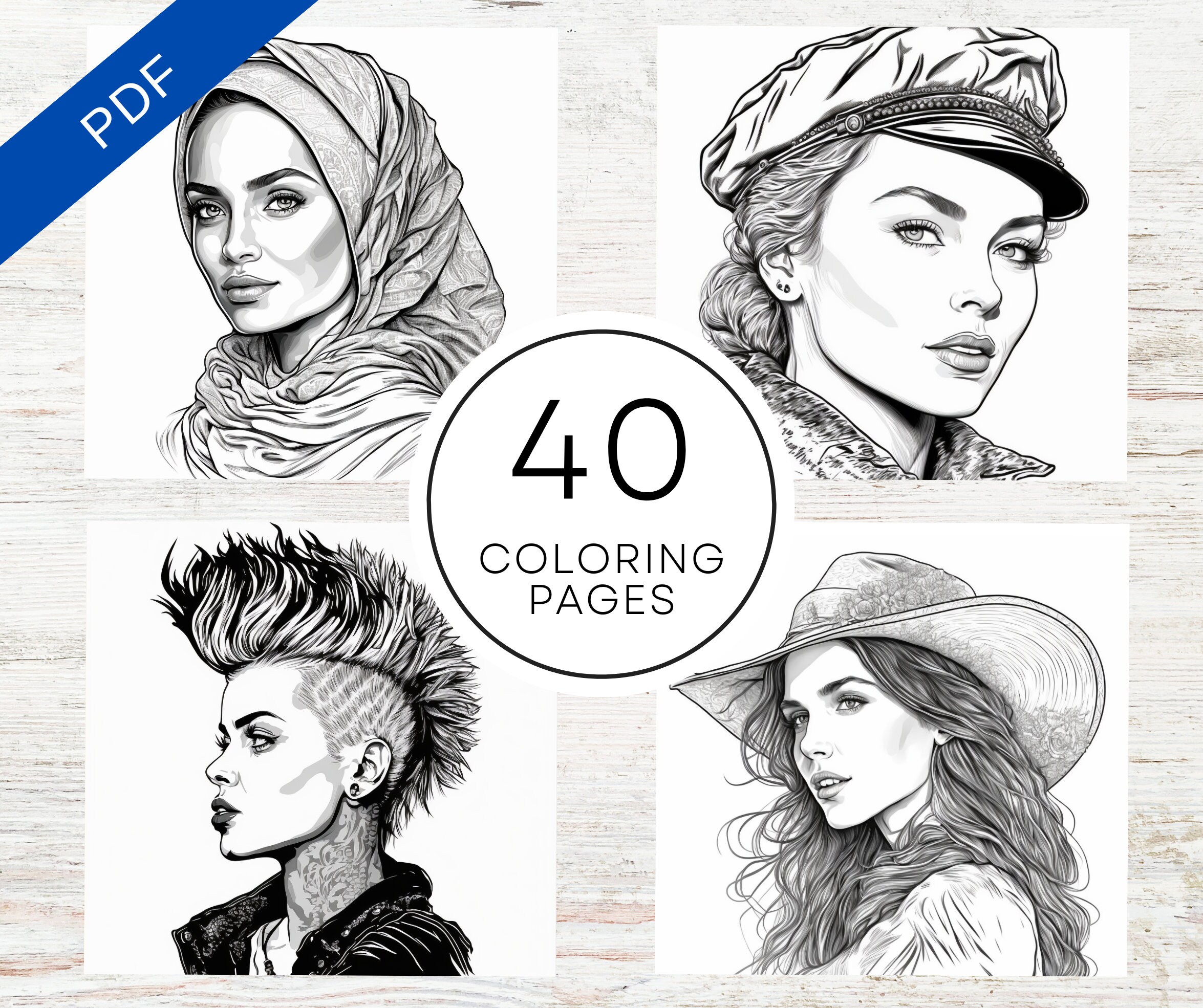 Beauty Grayscale Realistic Coloring Pages 40 Pages 8.5 X 11 Ready to ...