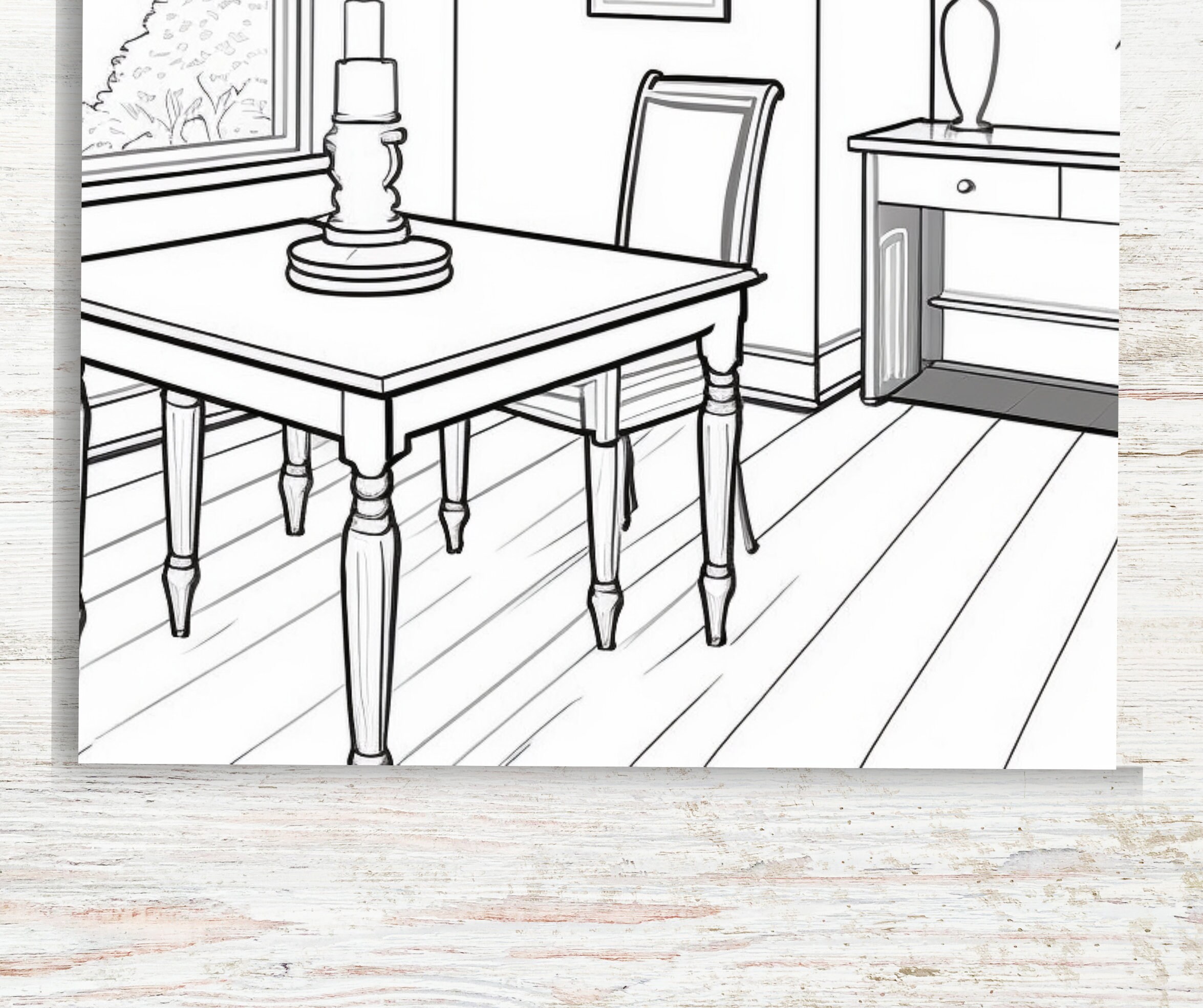 Table And Chairs Coloring Page