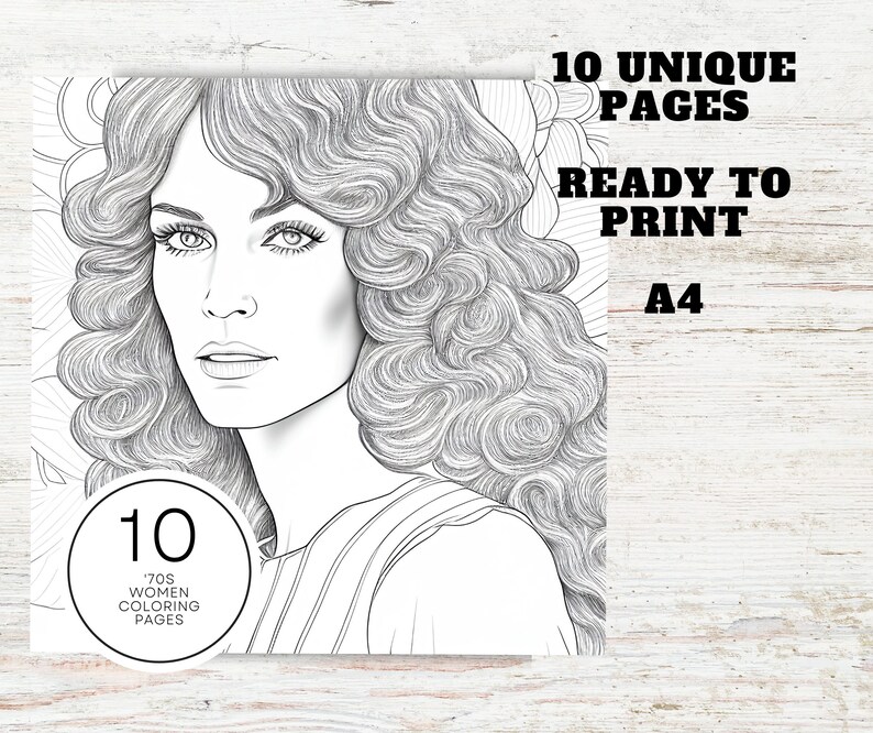 Beautiful 70s Style Women Faces Coloring Pages 1970s Colouring Sheets ...