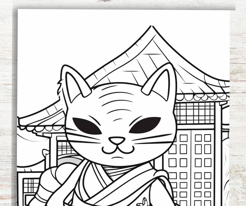 KDP Interior 50 Ninja Cat Coloring Pages | 8.5" X 11" Pdf+canva ...