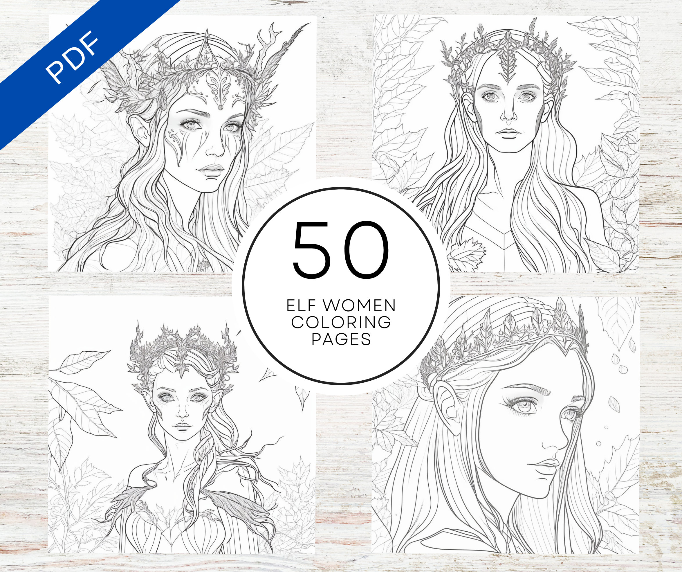 KDP Interior 50 Elf Women Coloring Pages 8.5 X - Etsy