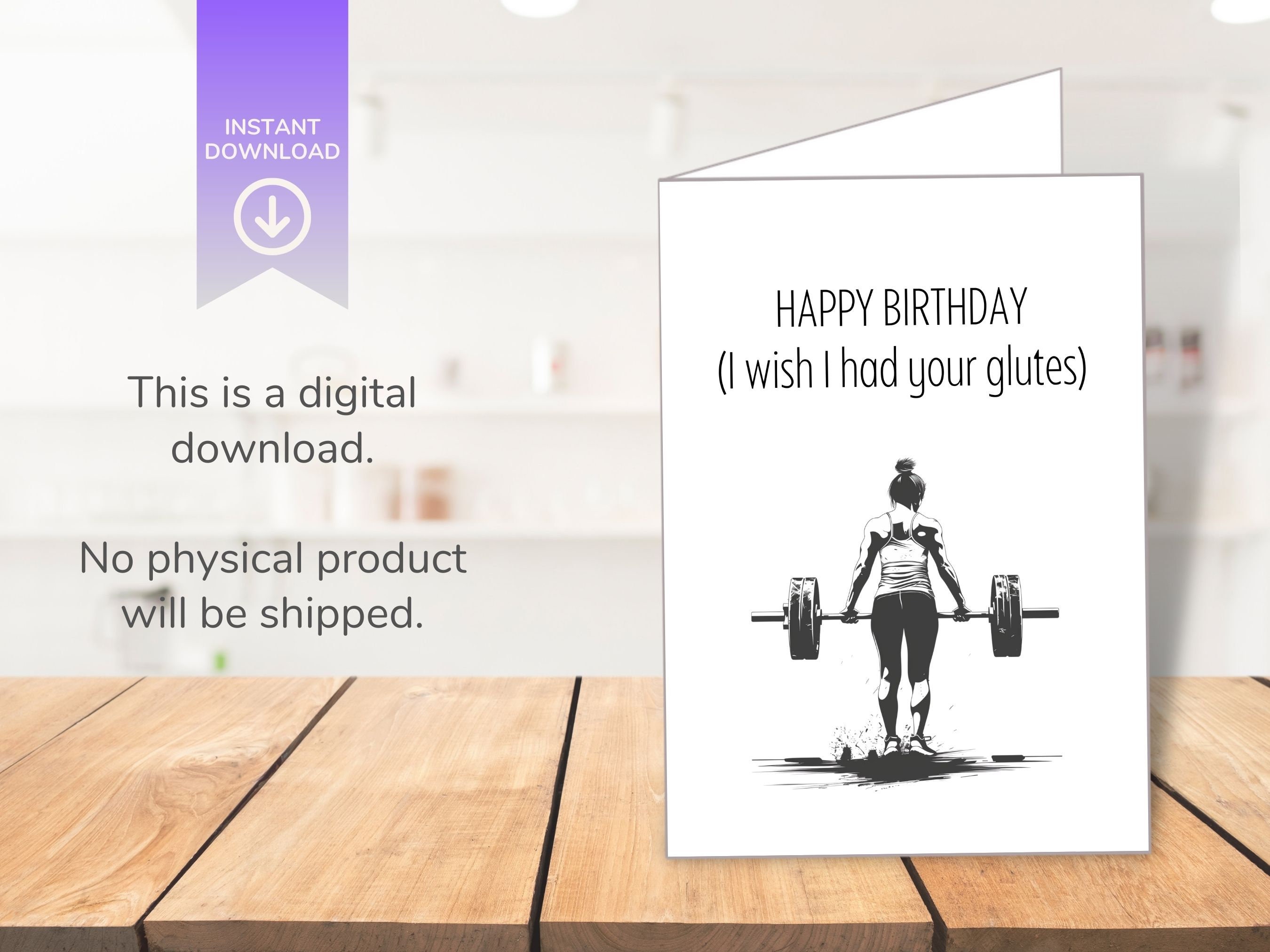 Funny Gym Girl Birthday Card, Printable Happy Birthday Card, Humorous ...