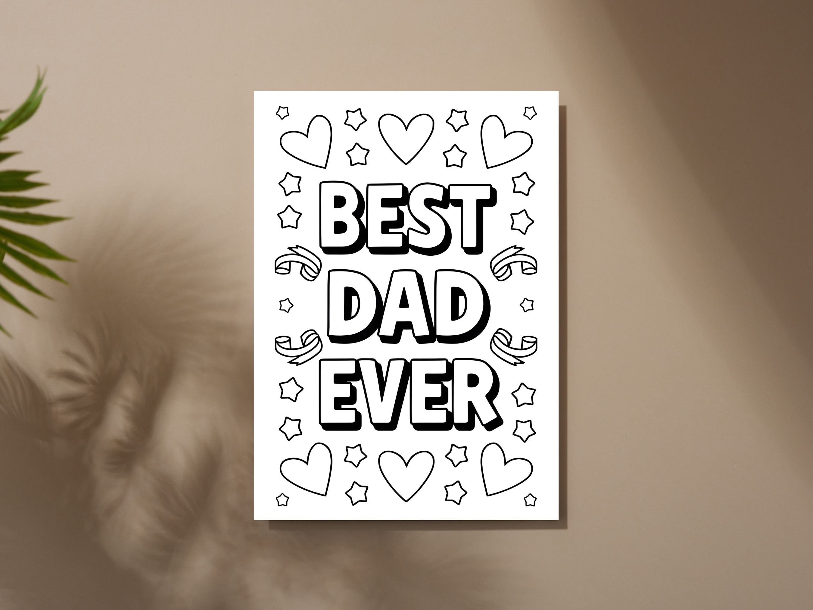 Best Dad Ever Printable Coloring Card | Digital Download Father's Day ...