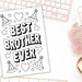 Best Brother Ever Printable Coloring Card | Digital Download | Fun DIY ...