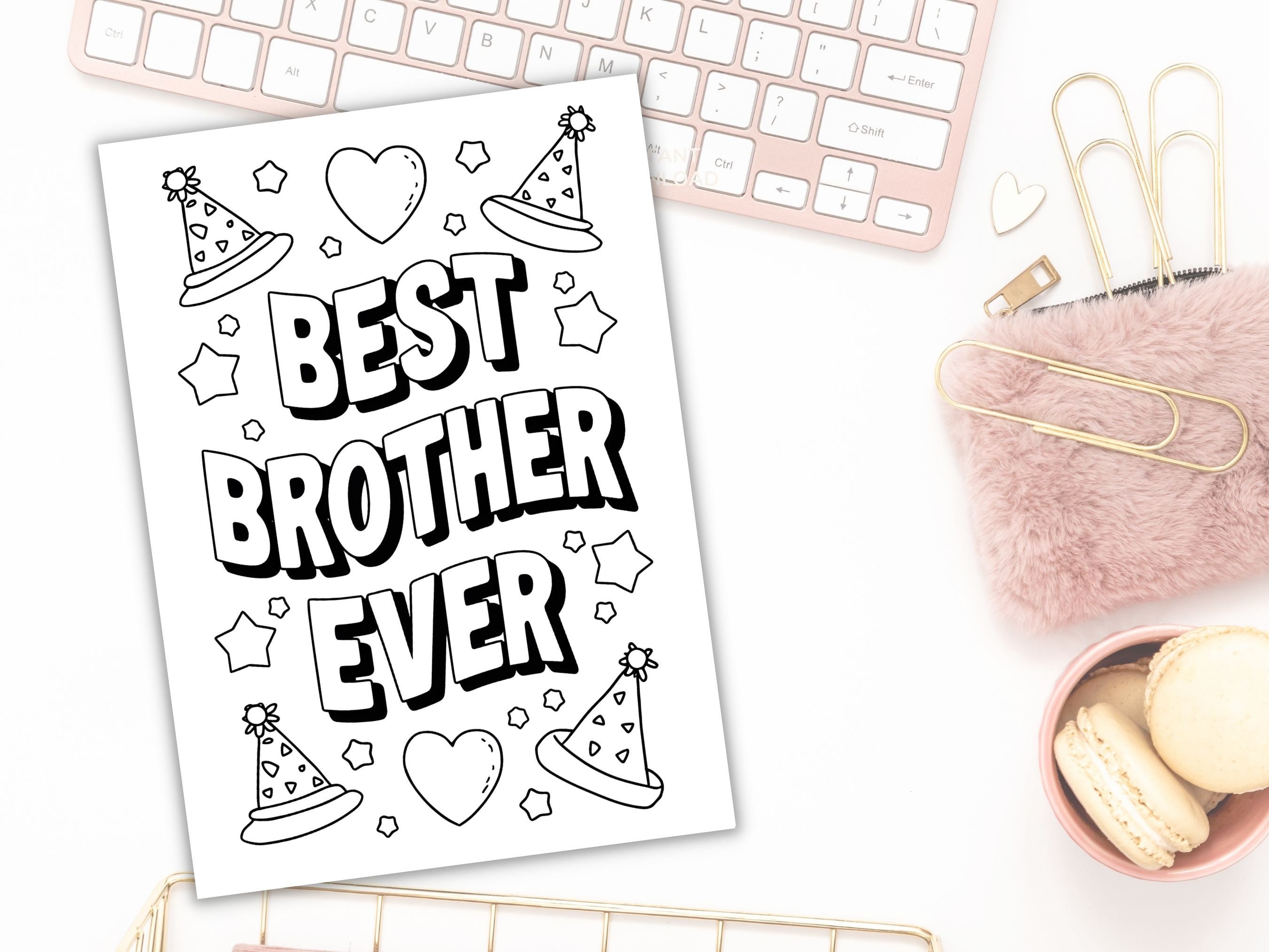 Best Brother Ever Printable Coloring Card | Digital Download | Fun DIY ...