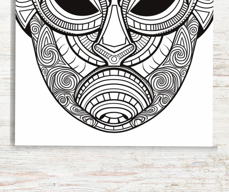 10 African Mask Coloring Pages | A4 Printable PDF | Pattern Coloring ...