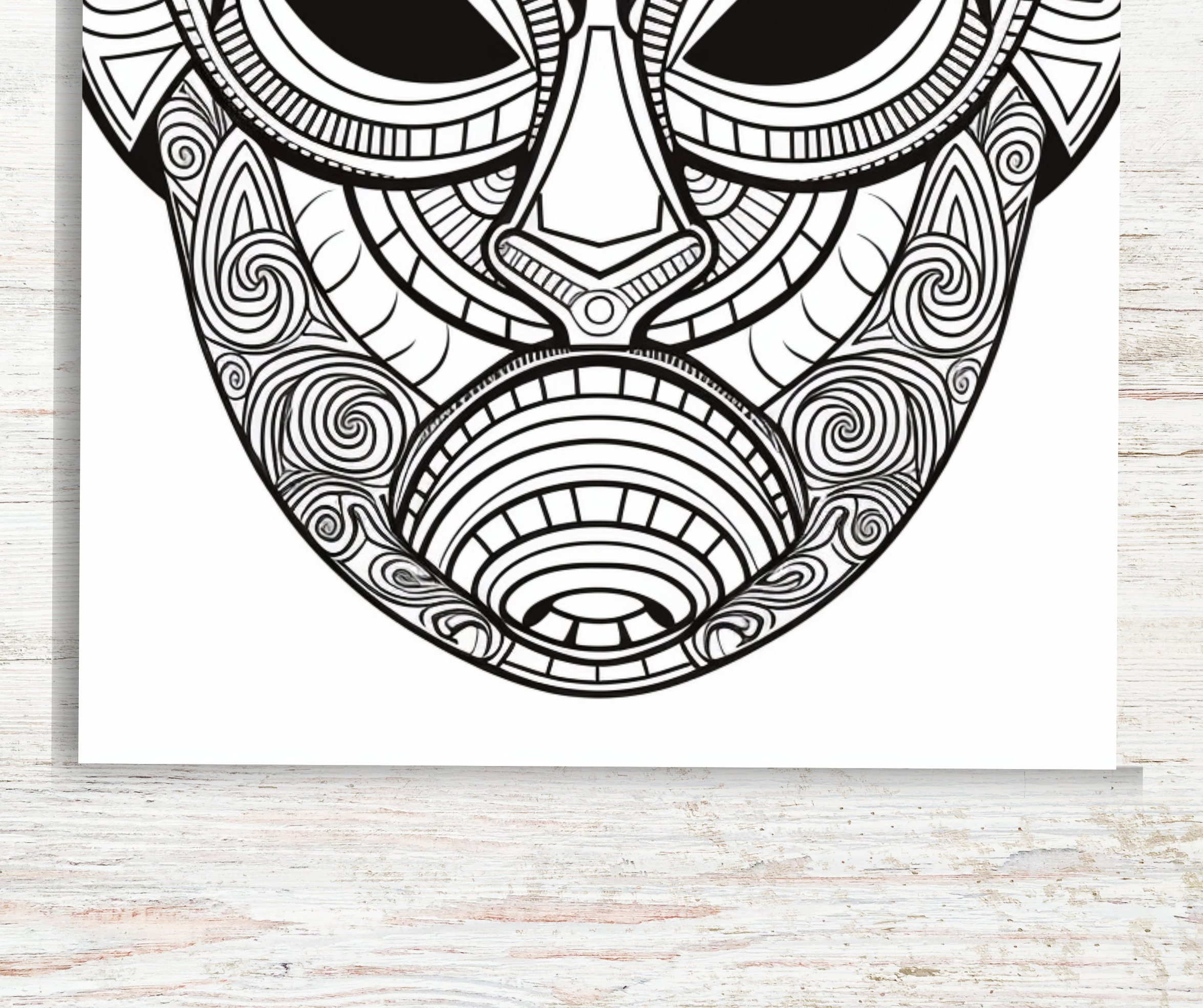 10 African Mask Coloring Pages | A4 Printable PDF | Pattern Coloring ...