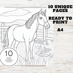 10 Cute Horse Coloring Pages | Animal Coloring Sheets for Kids & Adults ...