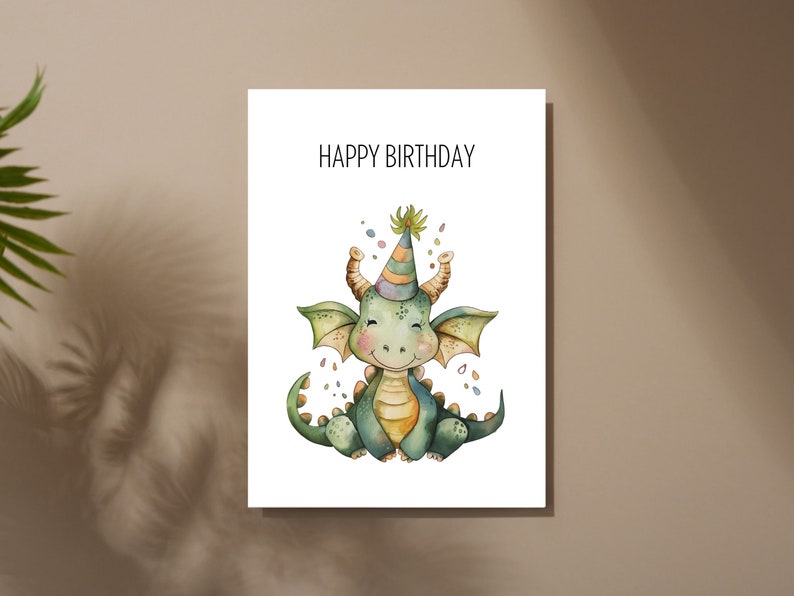 Digital Download - Cute Watercolor Happy Birthday Baby Dragon Printable ...