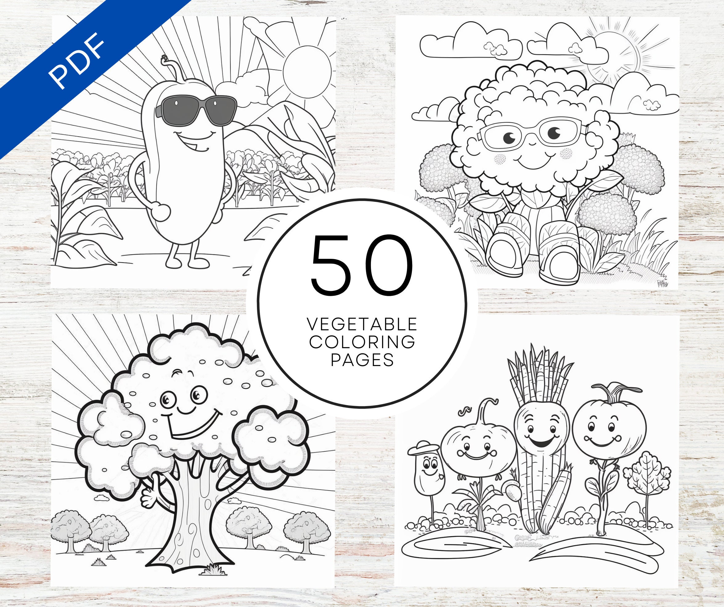 KDP Interior 50 Vegetable Coloring Pages for Kids 8.5 X 11 Printable ...