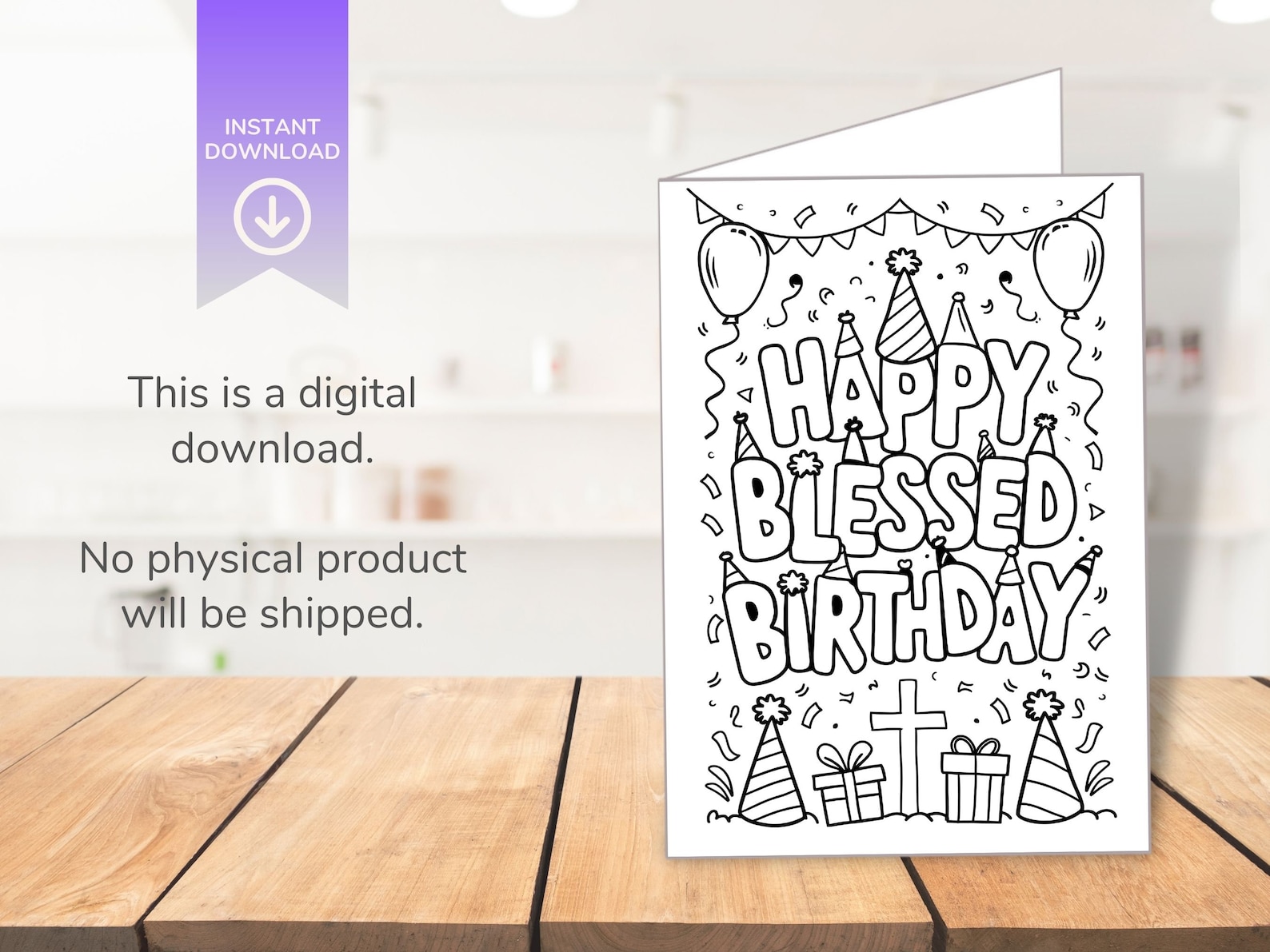 Christian Birthday Printable Coloring Card - Happy Blessed Birthday ...