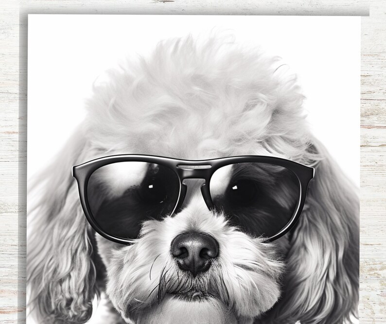 10 Grayscale Dogs in Sunglasses Coloring Pages for Adults | Digital ...