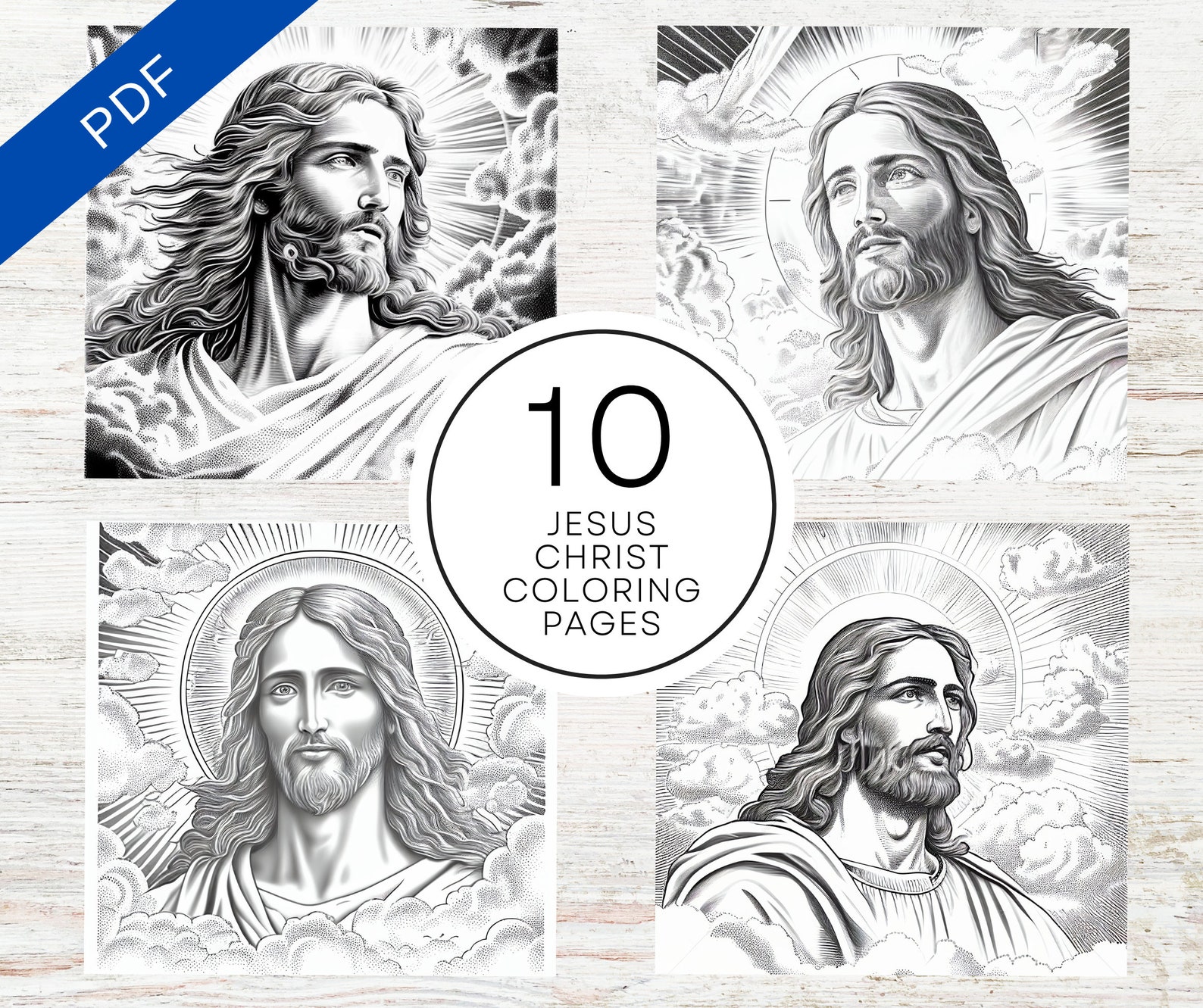 10 Realistic Jesus Christ Coloring Pages | Printable PDF 10 Pages A4 ...