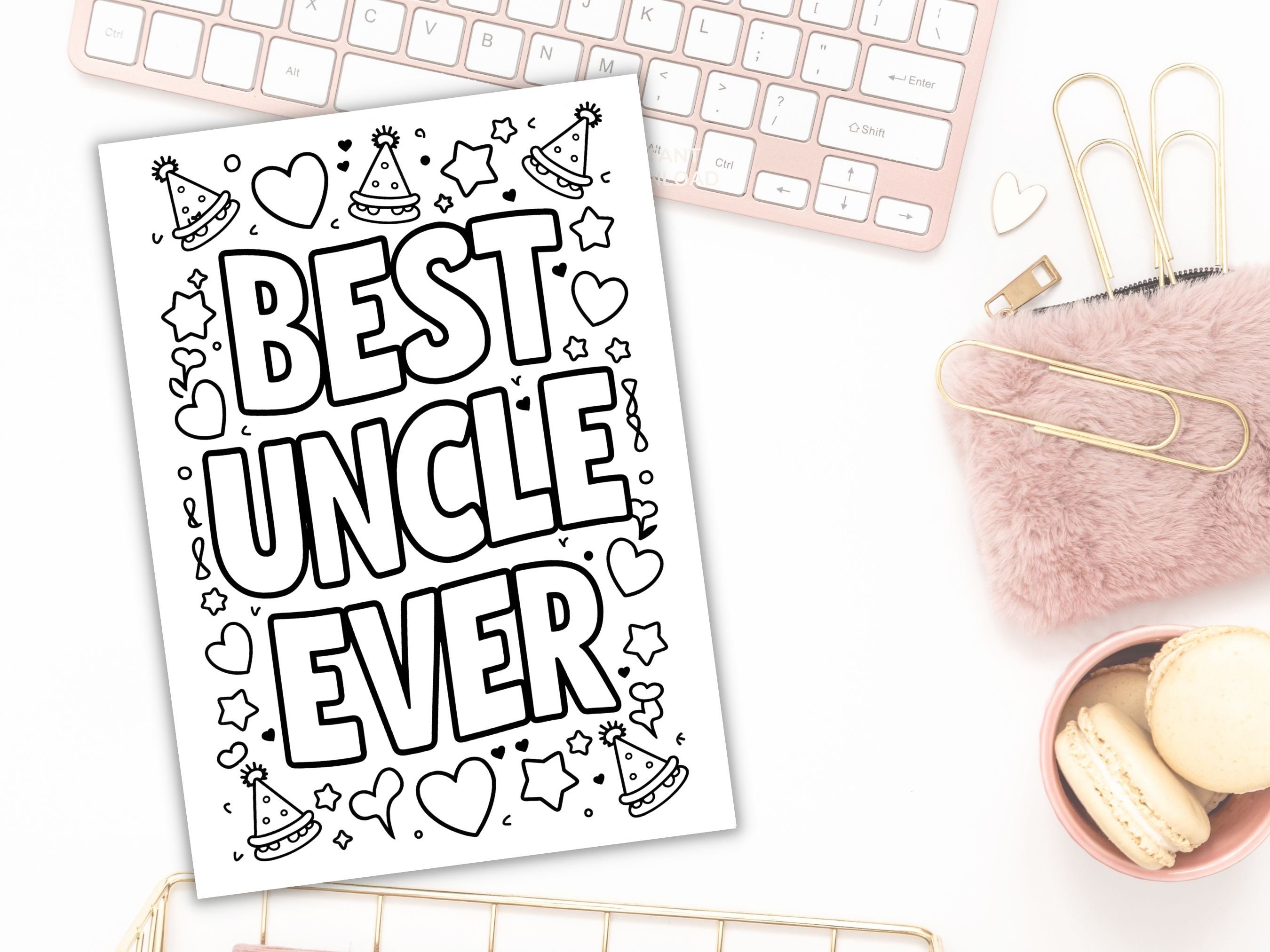 Best Uncle Ever Printable Coloring Card | Digital Download | Fun ...