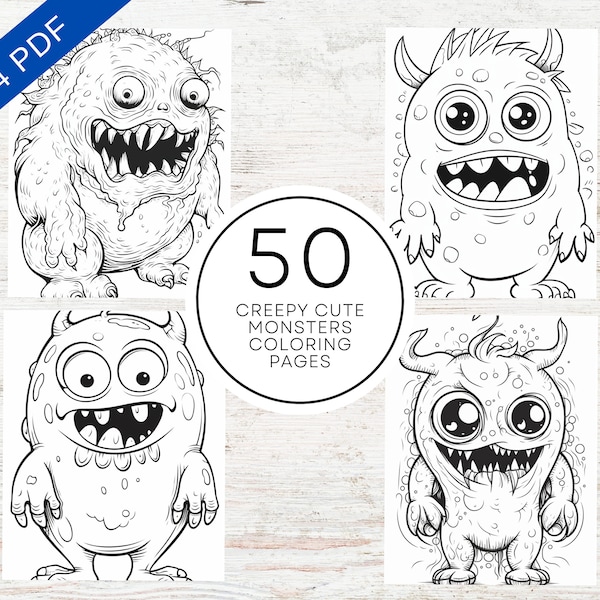 Creepy Cute Coloring Pages - Etsy