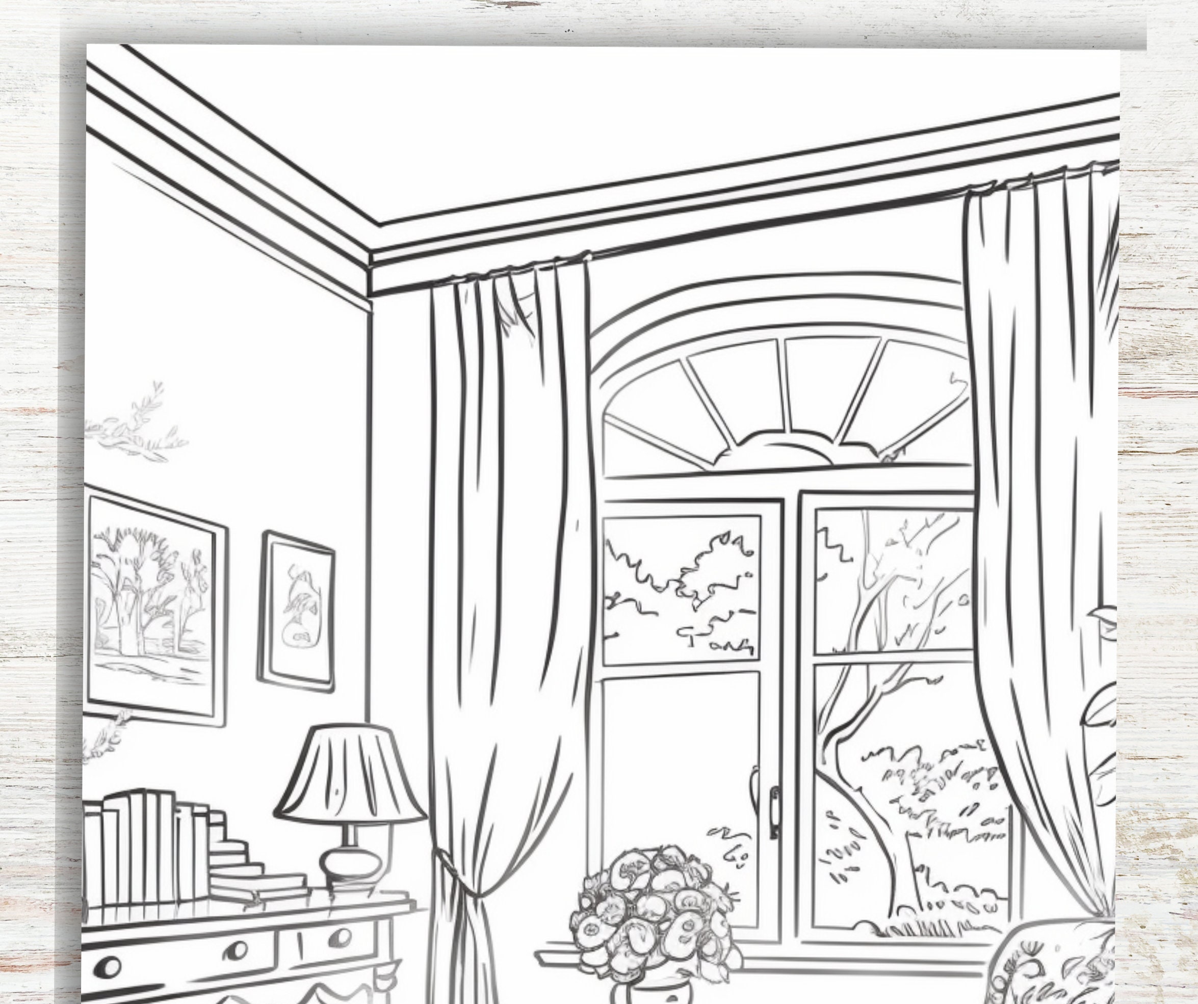 50 Home Interior Coloring Pages | KDP Interior | 8.5" X 11" Printable ...