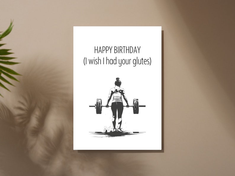 Funny Gym Girl Birthday Card, Printable Happy Birthday Card, Humorous ...