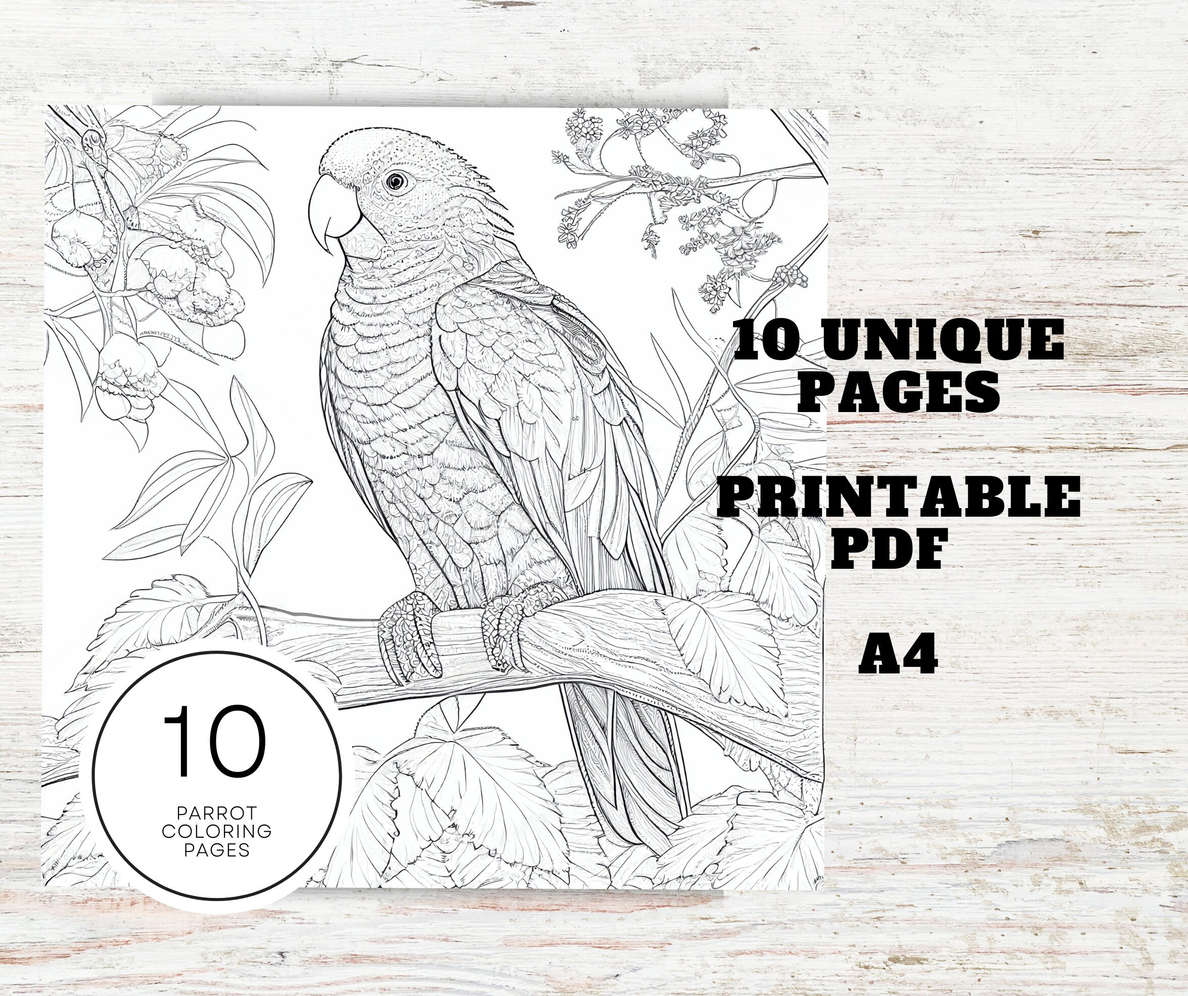 10 Parrot Coloring Pages | Printable Grayscale Parrots Coloring Sheets ...