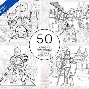 KDP Interior 50 Knight Coloring Pages for Kids | 8.5" X 11" Printable ...