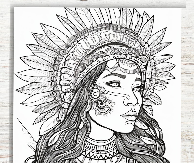 10 Beautiful Aztec Women Coloring Pages Printable PDF 10 Pages A4 ...