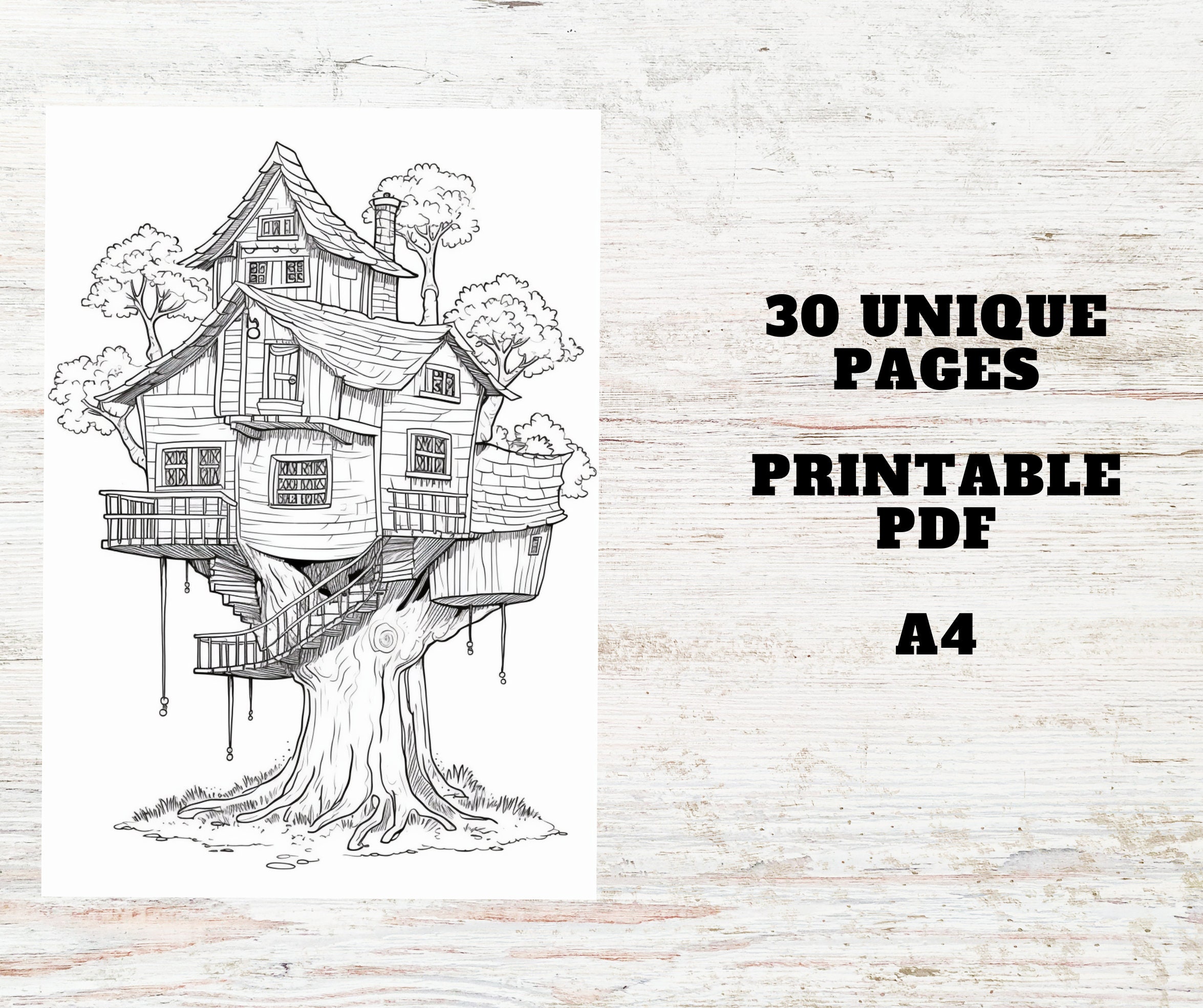30 Treehouse Coloring Pages Printable PDF A4 Adult Coloring Pages for ...