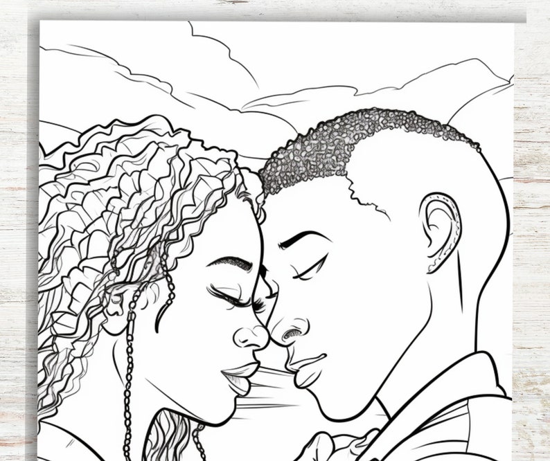 10 Black Couples Coloring Pages | Printable PDF A4 | Adult Coloring ...