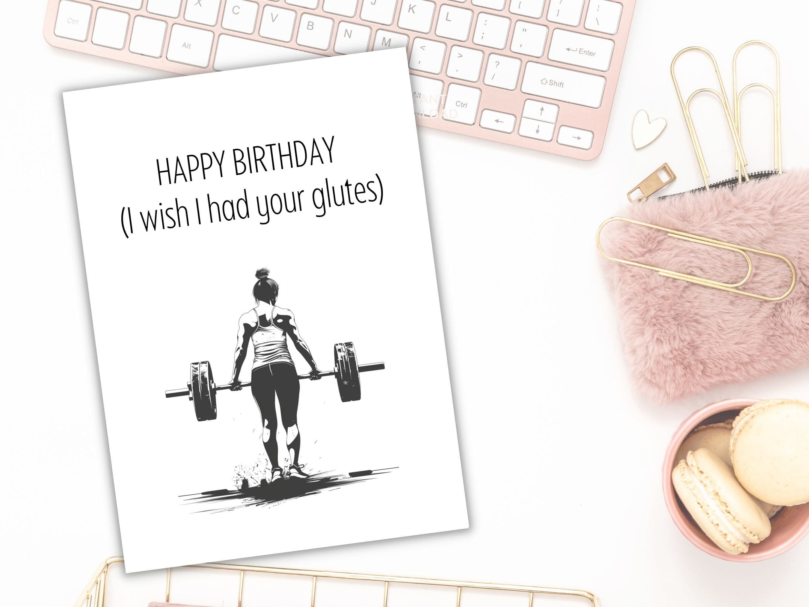 Funny Gym Girl Birthday Card, Printable Happy Birthday Card, Humorous ...