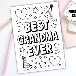 Best Grandma Ever Printable Coloring Card - Digital Download Mother's ...