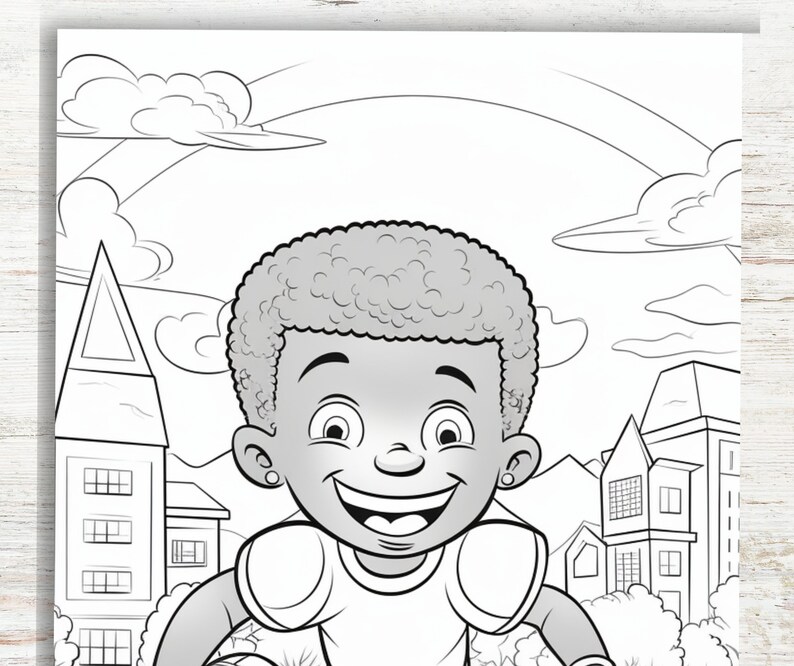 10 Black Boys Sports Coloring Pages | Printable PDF A4 | Inclusive ...