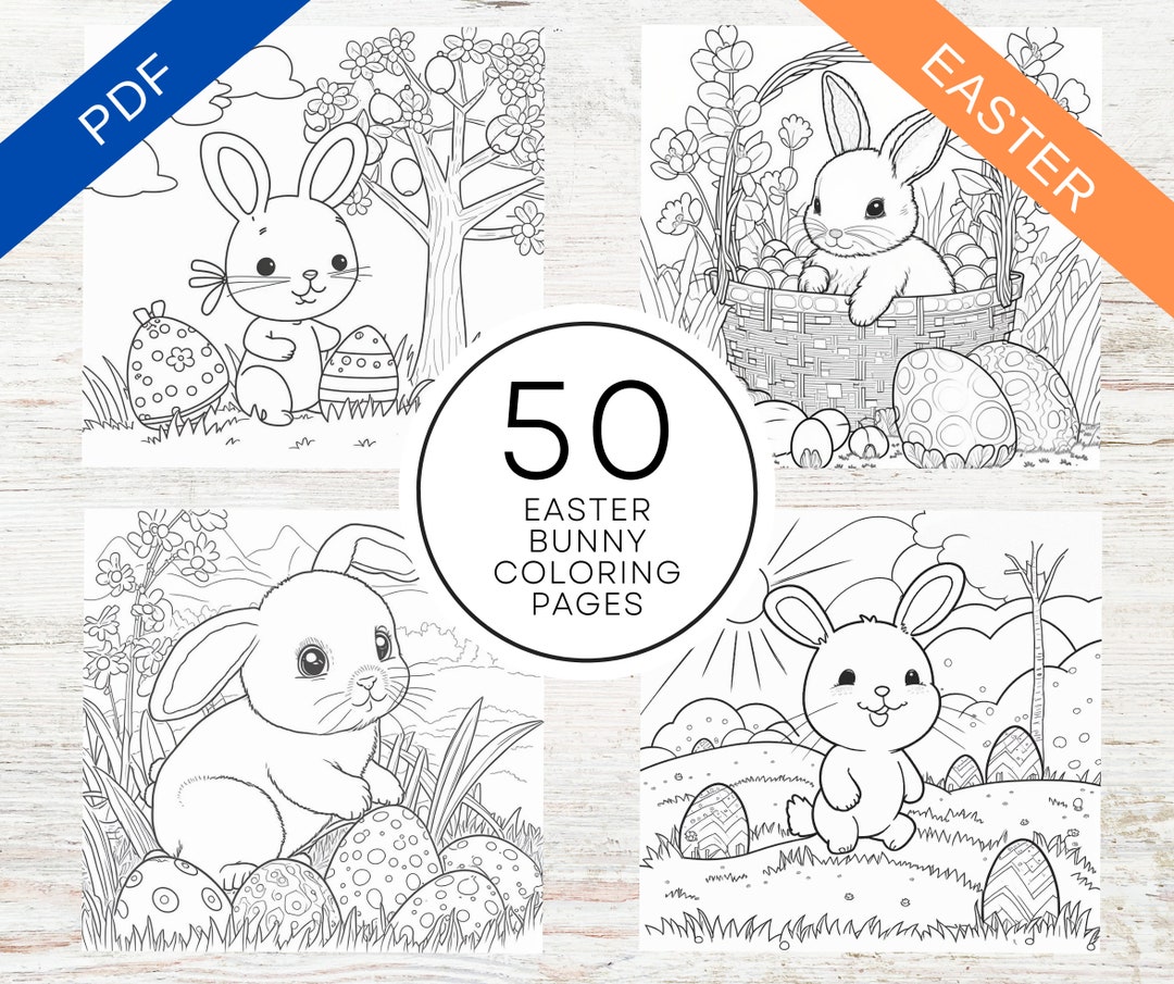 KDP Interior 50 Easter Bunny Coloring Pages 8.5 X 11 Printable PDF ...