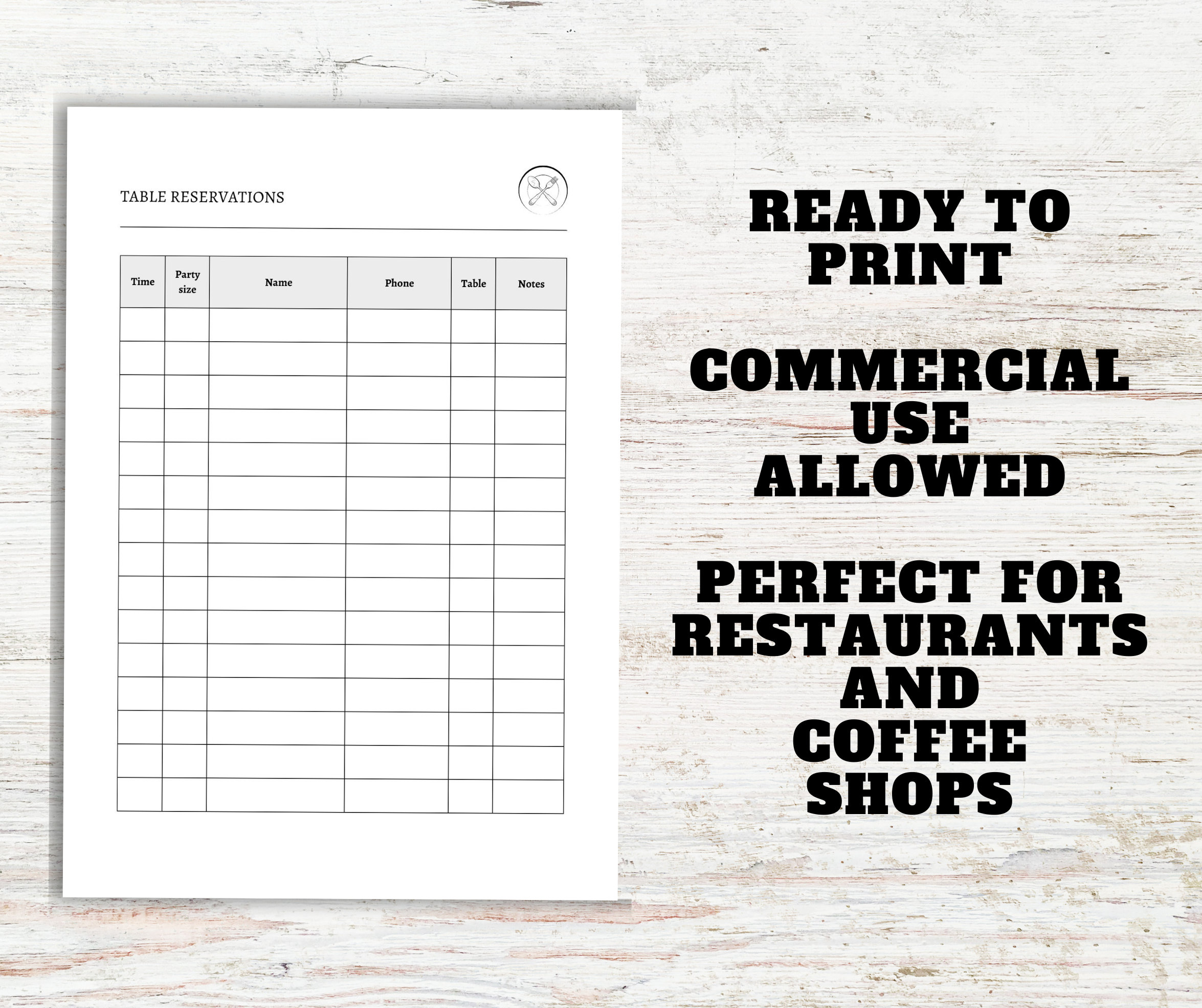 Table Reservation List Printable PDF | A4 & 8.5"x11" | Ready to Print ...