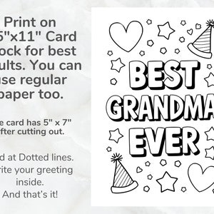 Best Grandma Ever Printable Coloring Card - Digital Download Mother's ...