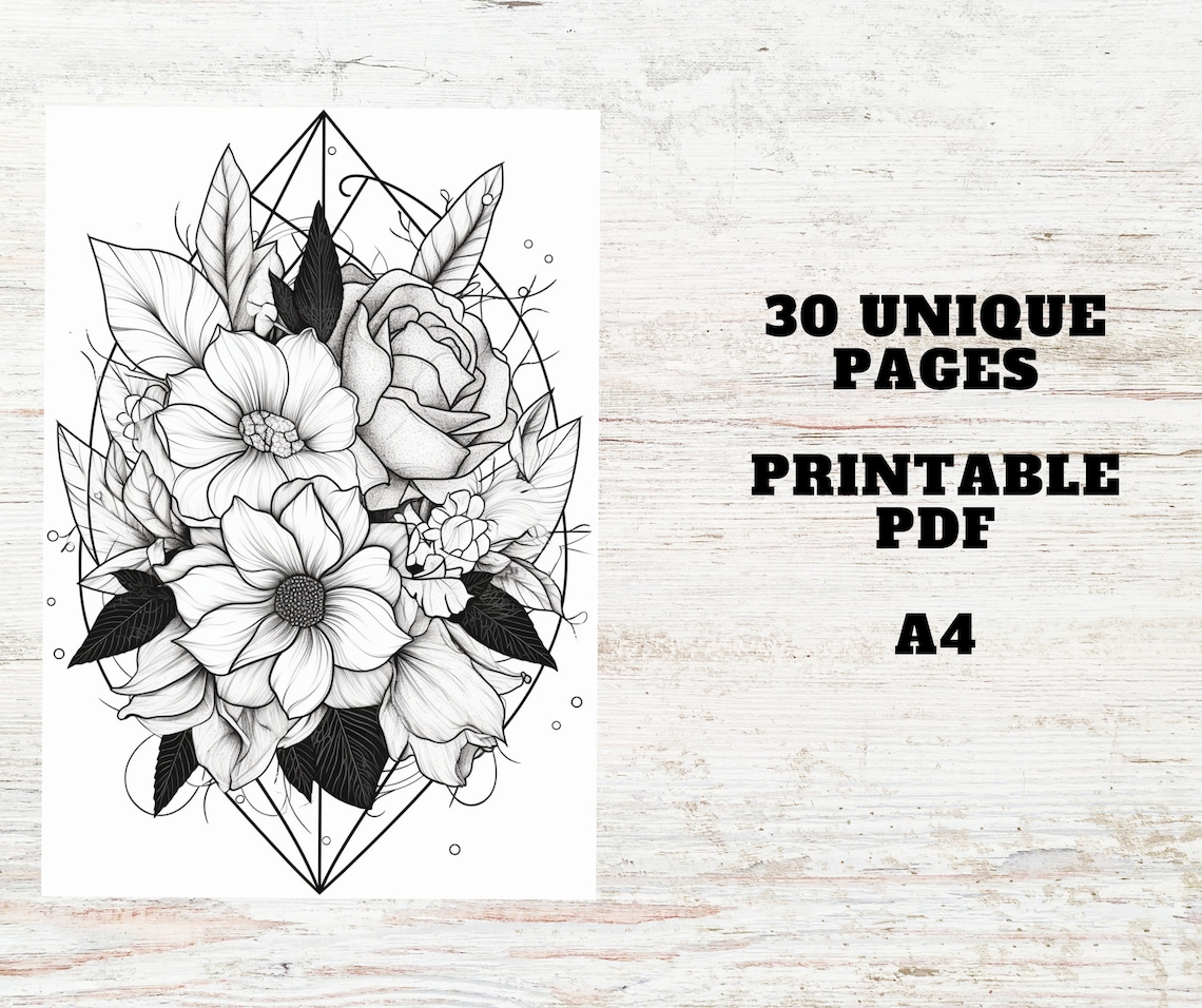 30 Flower Tattoo Coloring Pages Printable Coloring Sheets for Kids ...