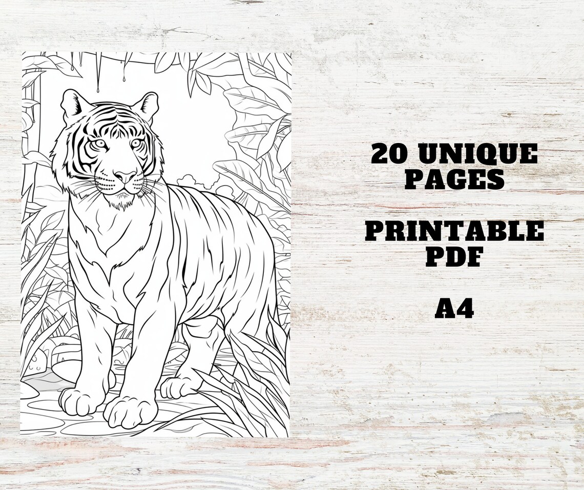 20 Lions and Tigers Coloring Pages Printable PDF A4 Wild Animals ...