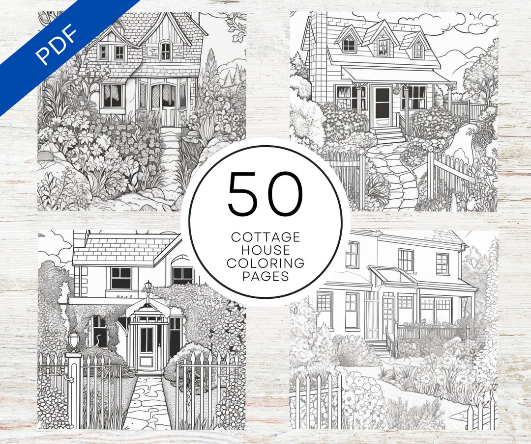 KDP Interior 50 Cottage House Coloring Pages for Adults | 8.5" X 11 ...