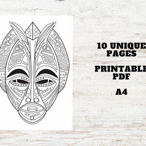 10 African Mask Coloring Pages | A4 Printable PDF | Pattern Coloring ...