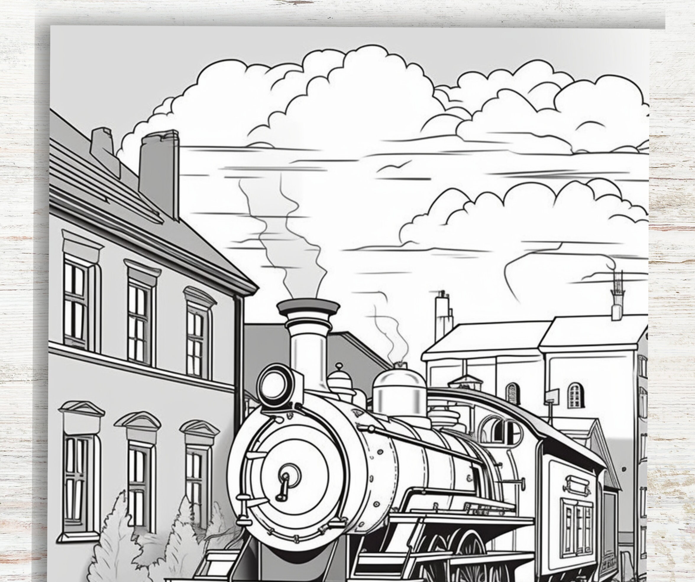 KDP Interior 50 Vintage Train Coloring Pages | 8.5" X 11" Printable PDF ...