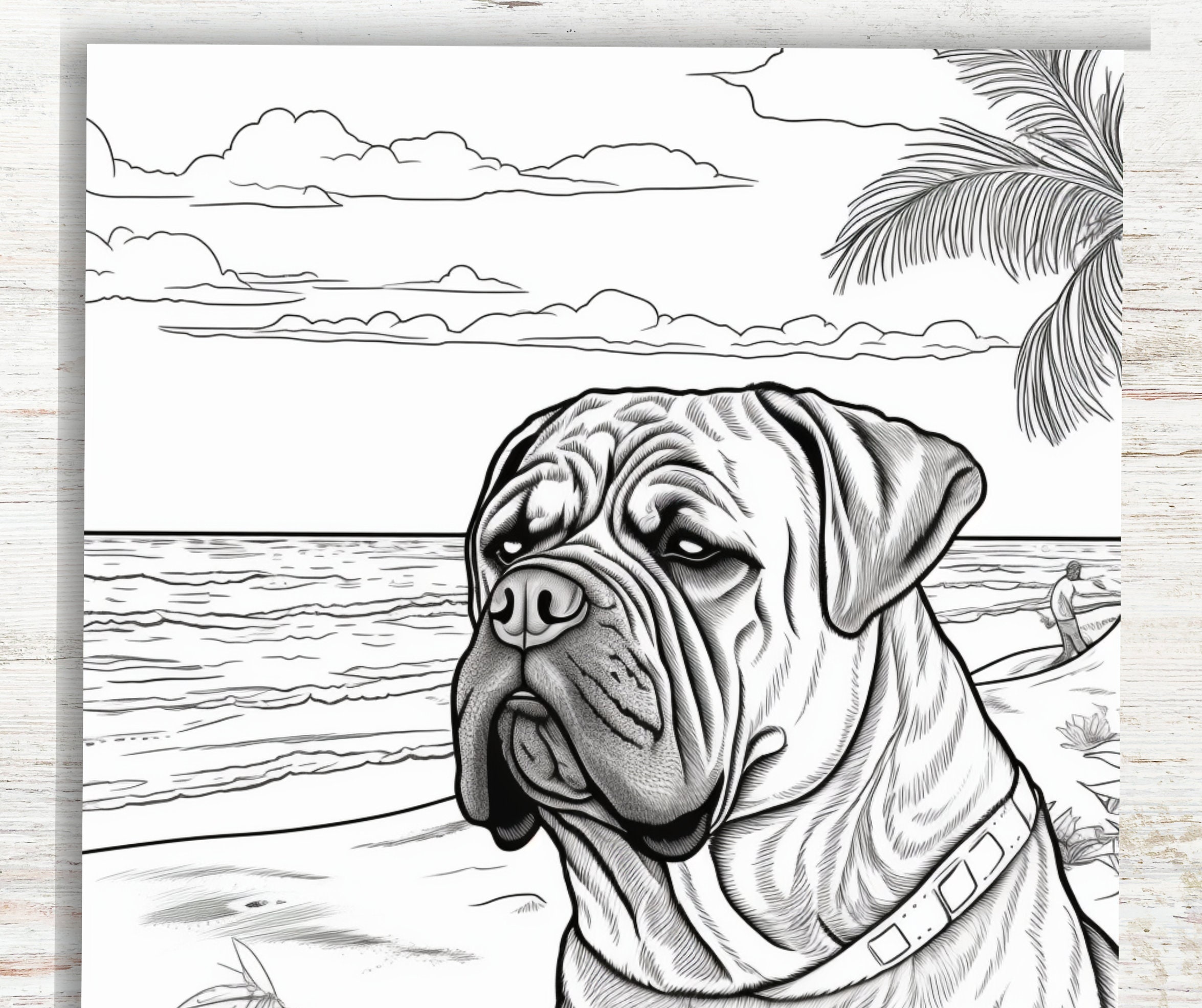 10 Bullmastiff Dogs Coloring Pages | A4 Printable PDF | Cute Dog ...