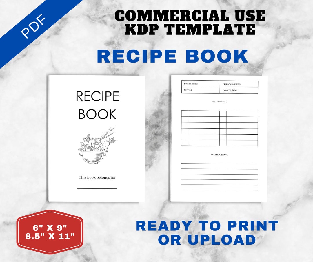 KDP Interior Recipe Book Template PDF | Commercial Use Low Content Book ...