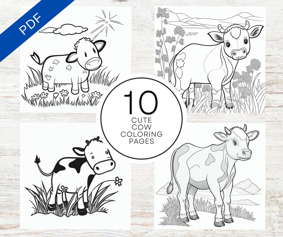 10 Cute Cow Coloring Pages | Animal Coloring Sheets for Kids & Adults ...