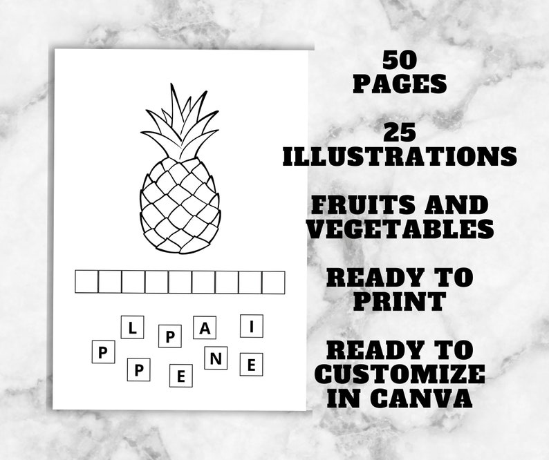 KDP Kids Interior Word Puzzle Activity Book | Fruits & Vegetables | 8 ...