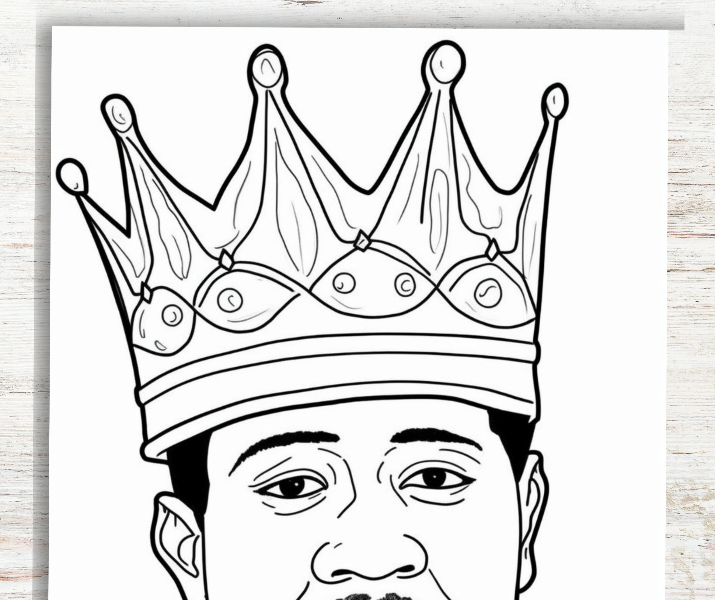 30 Black Kings in Crowns Coloring Pages Printable PDF A4 Adult Coloring ...