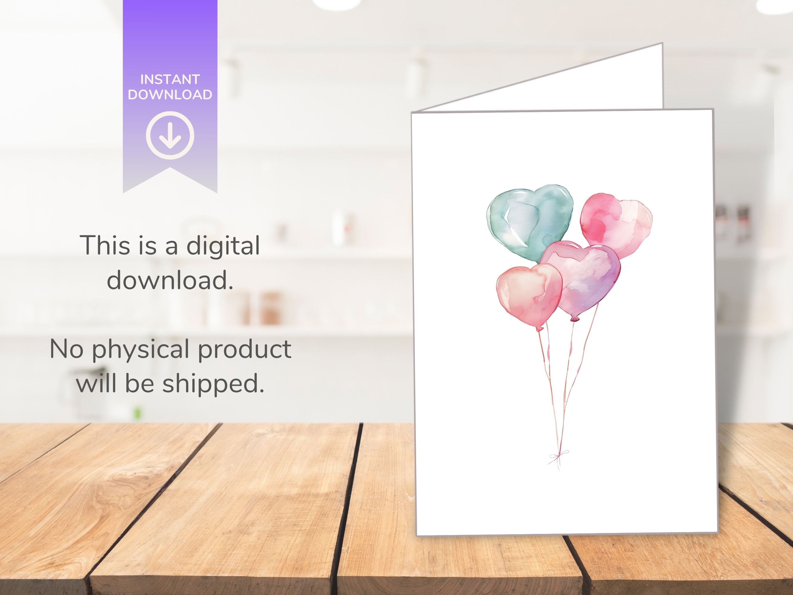 Digital Download Birthday Greeting Card Minimalistic Watercolor ...