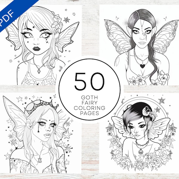 Goth Fairy Coloring - Etsy
