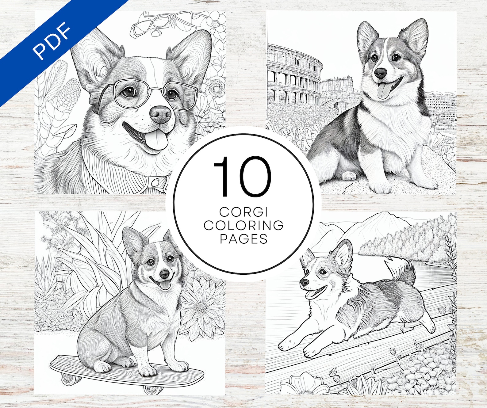 10 Cute Corgi Dogs Coloring Pages Printable Dog Coloring Sheets for ...